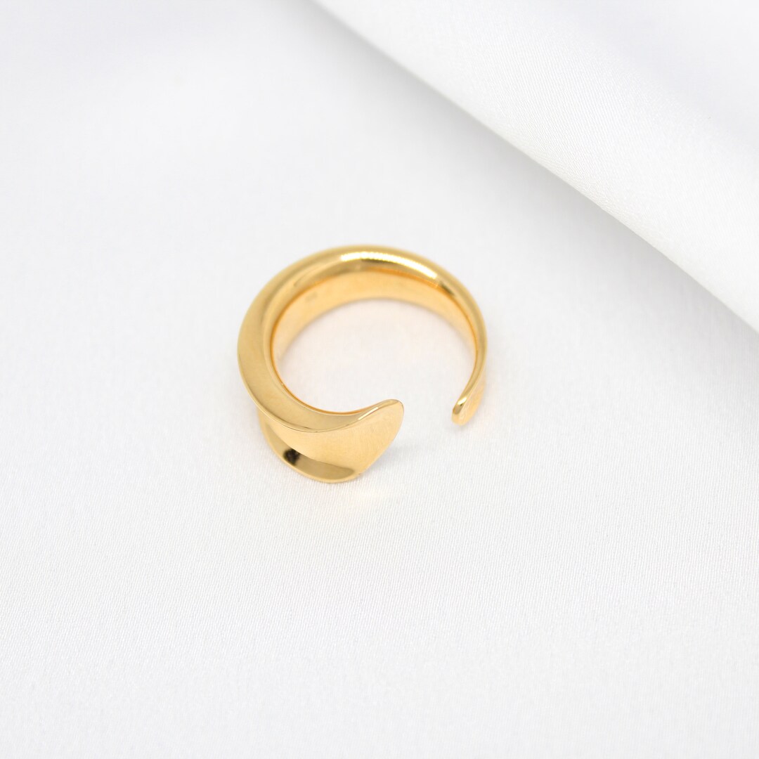 Asymmetrical Ring - Gold Vermeil Curly Ring - Minimalist Statement Ring ...