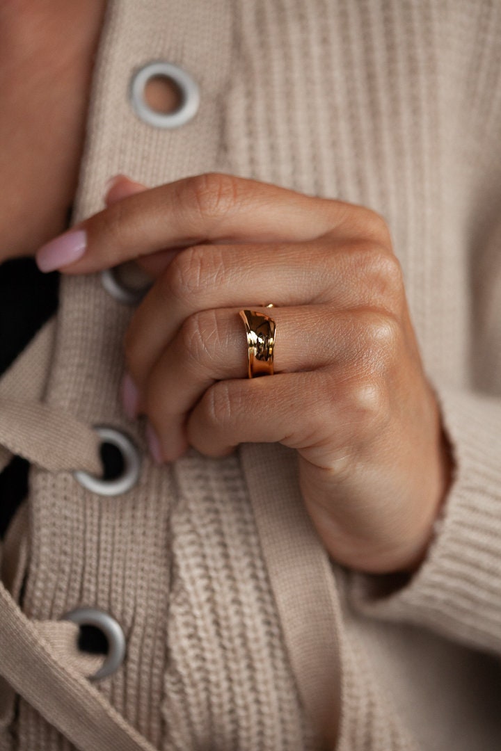 Asymmetrical Ring Gold Vermeil Curly Ring Minimalist | Etsy