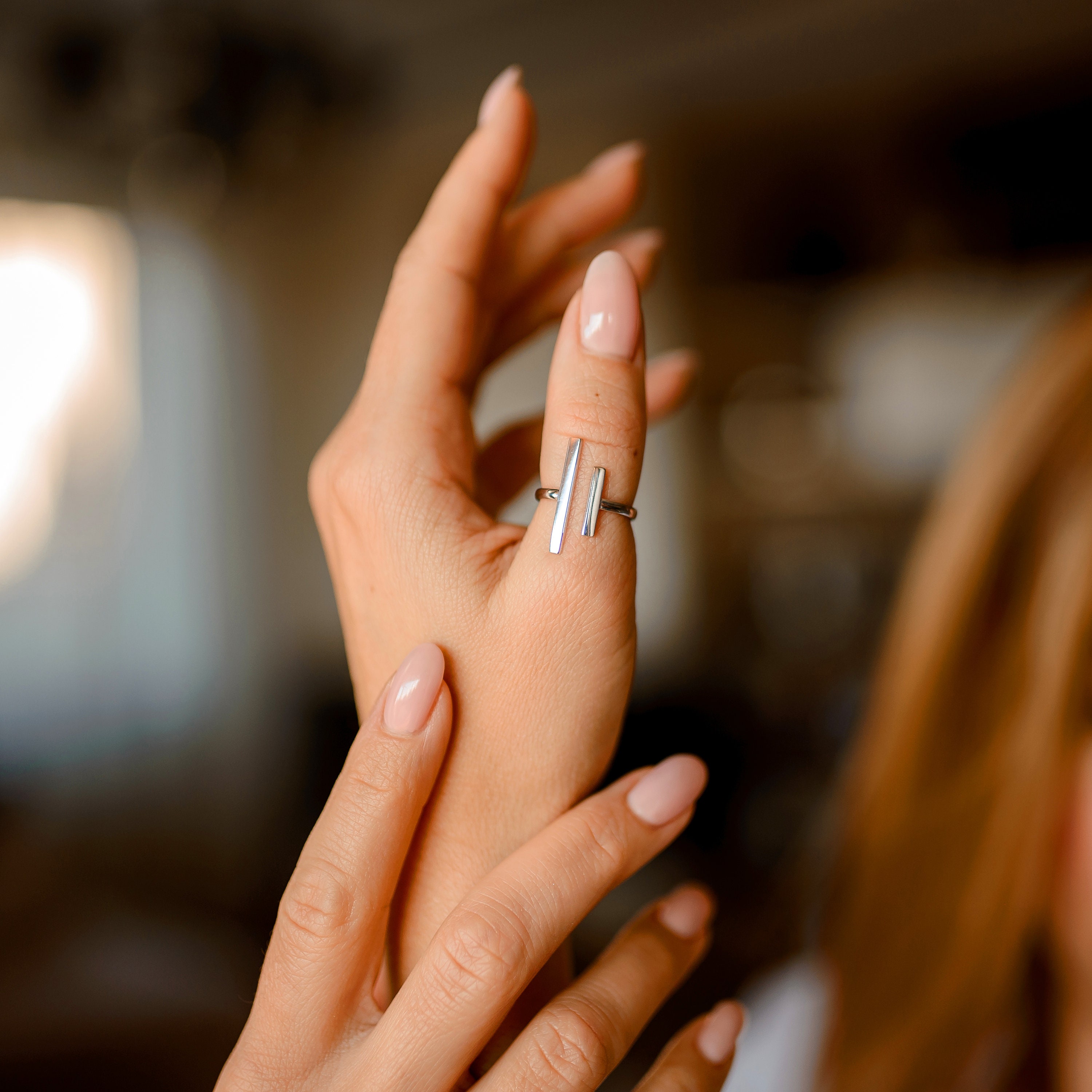 Sterling Silver Thumb Ring for Women Silver Bar Ring | Etsy