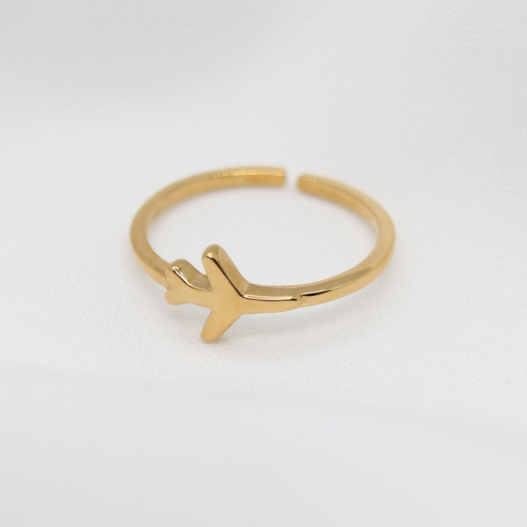 Gold Airplane Ring - Minimal Plane Ring - 24k Gold Vermeil Travel Ring ...