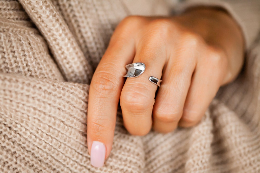 Asymmetric Ring, Adjustable Ring, Open Ring, Sterling Silver Adjustable ...