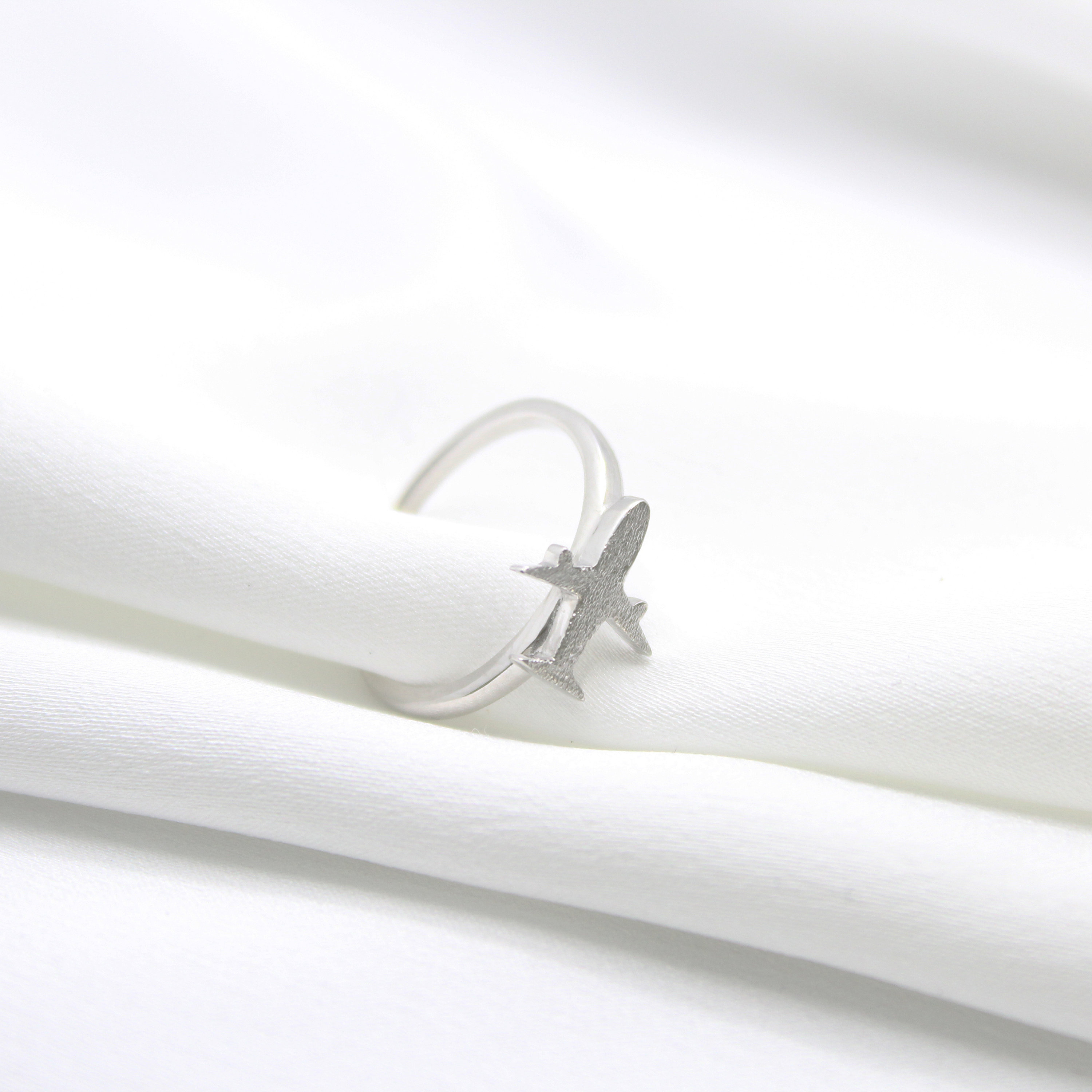 Airplane Ring Sterling Silver Plane Ring Brushed Finish | Etsy