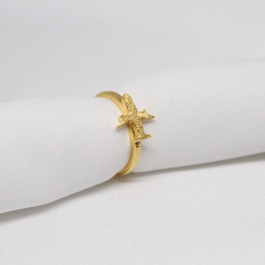 Airplane Ring Sterling Silver Plane Ring Brushed Finish | Etsy