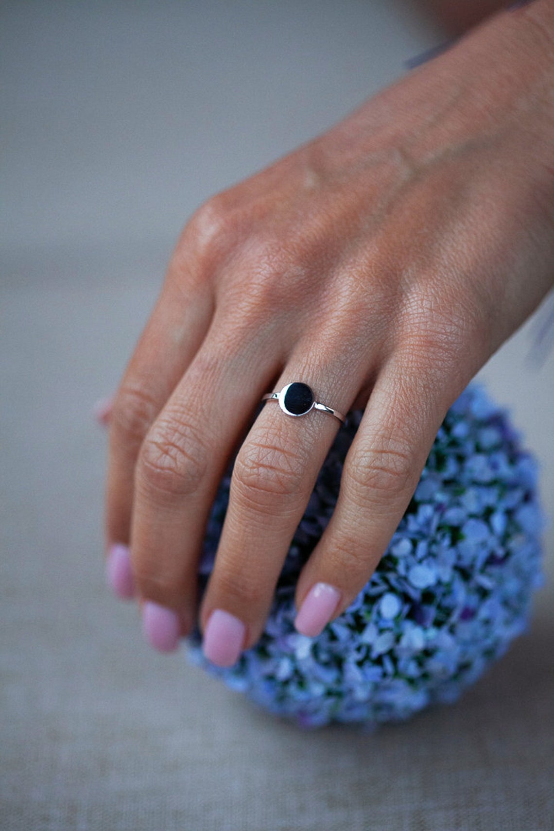 Sterling Silver Disc Ring Statement Ring Minimalist Disc | Etsy