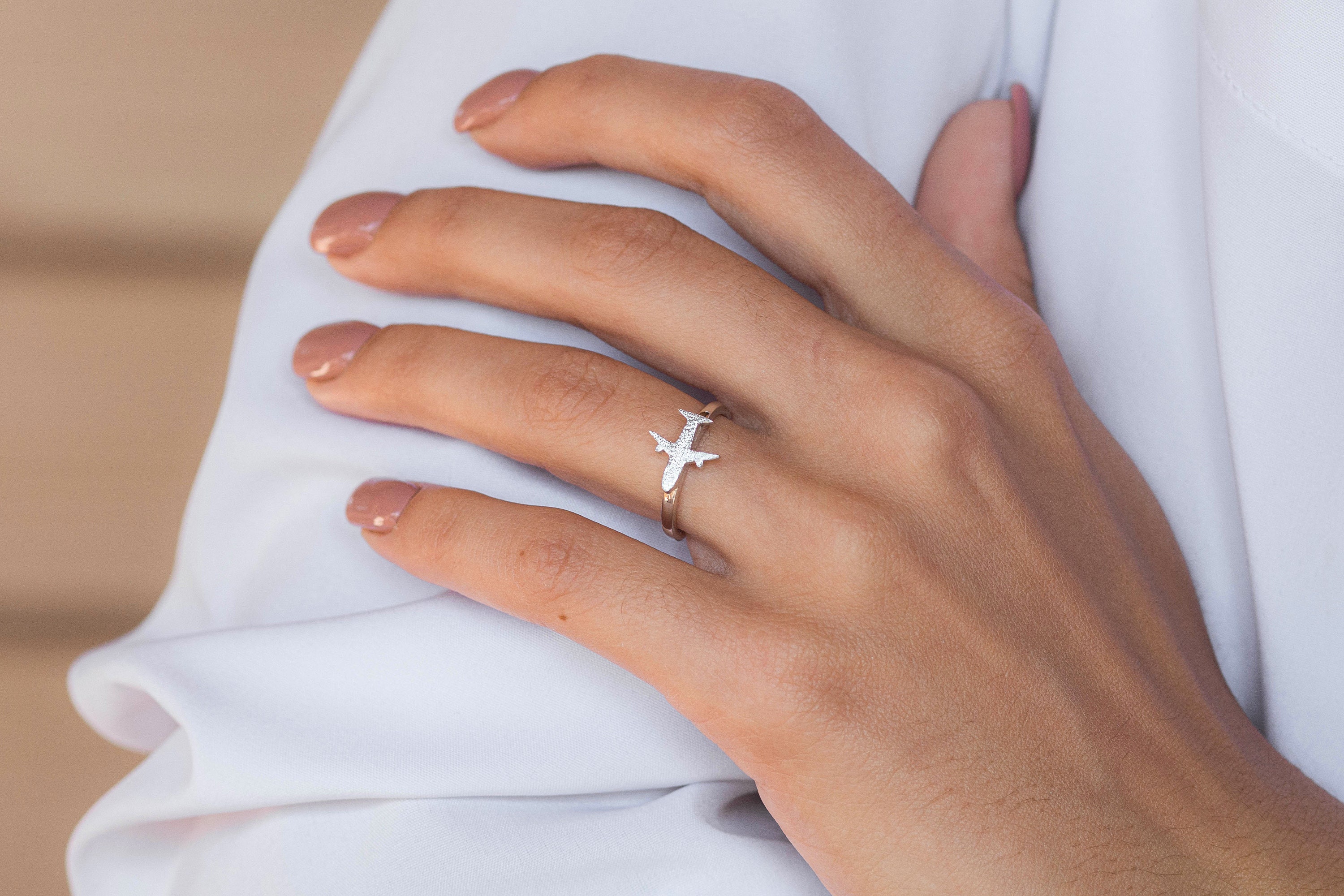 Airplane Ring Sterling Silver Plane Ring Brushed Finish | Etsy