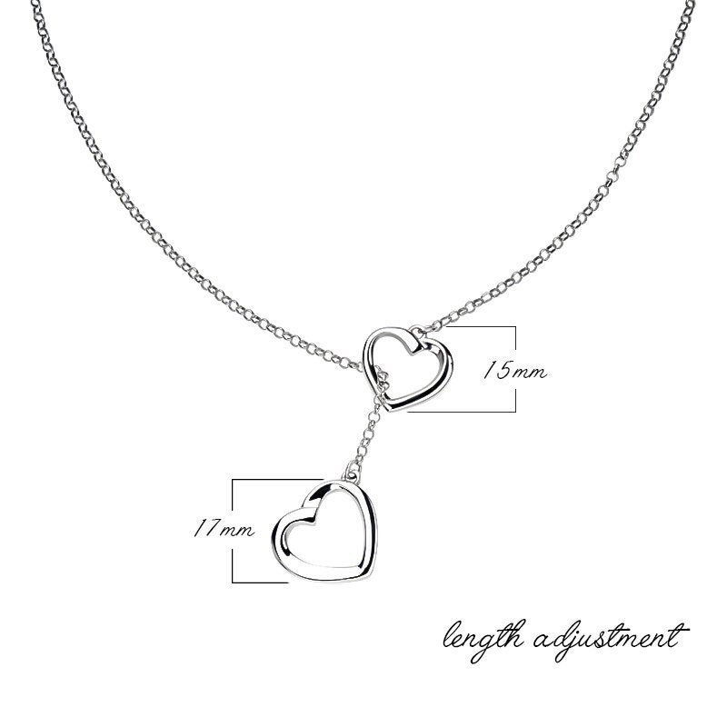 Open Heart Necklace Sterling Silver Double Heart Necklace | Etsy