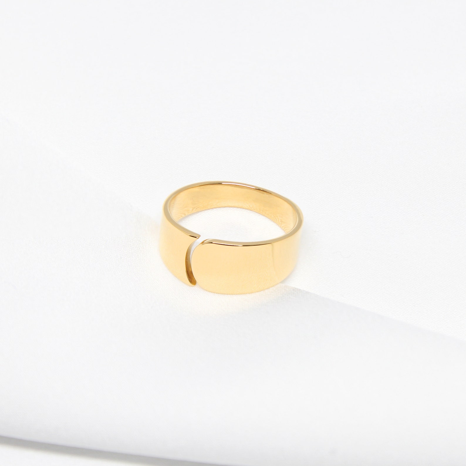 24k Gold Vermeil Ring Wide Gold Ring For Women Band | Etsy