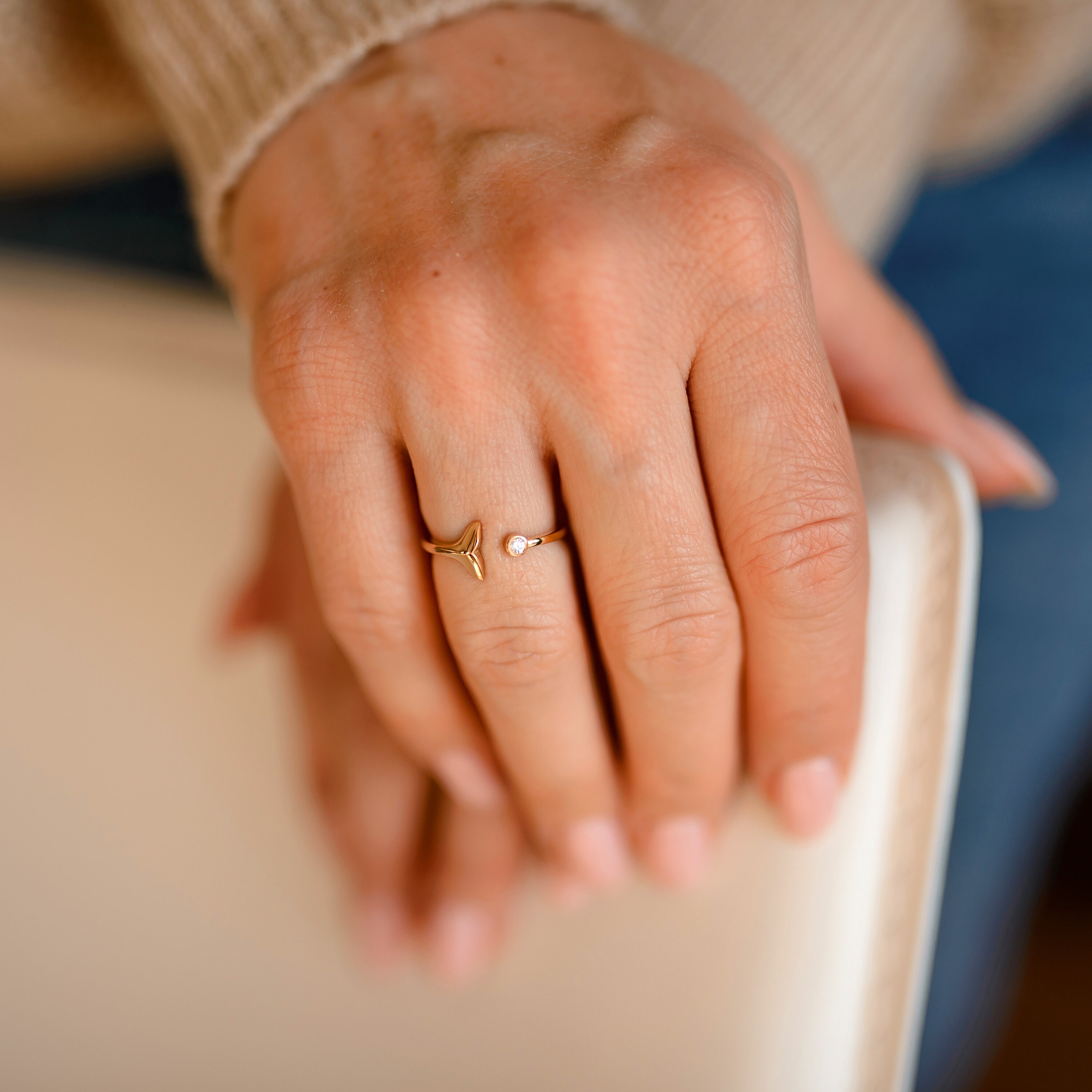 Whale Tail Ring Gold Vermeil Statement Ring Minimal Gold | Etsy