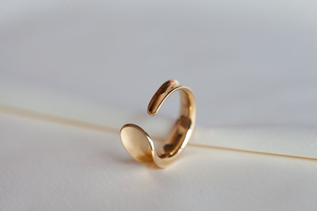 Asymmetrical Ring Gold Vermeil Curly Ring Minimalist | Etsy