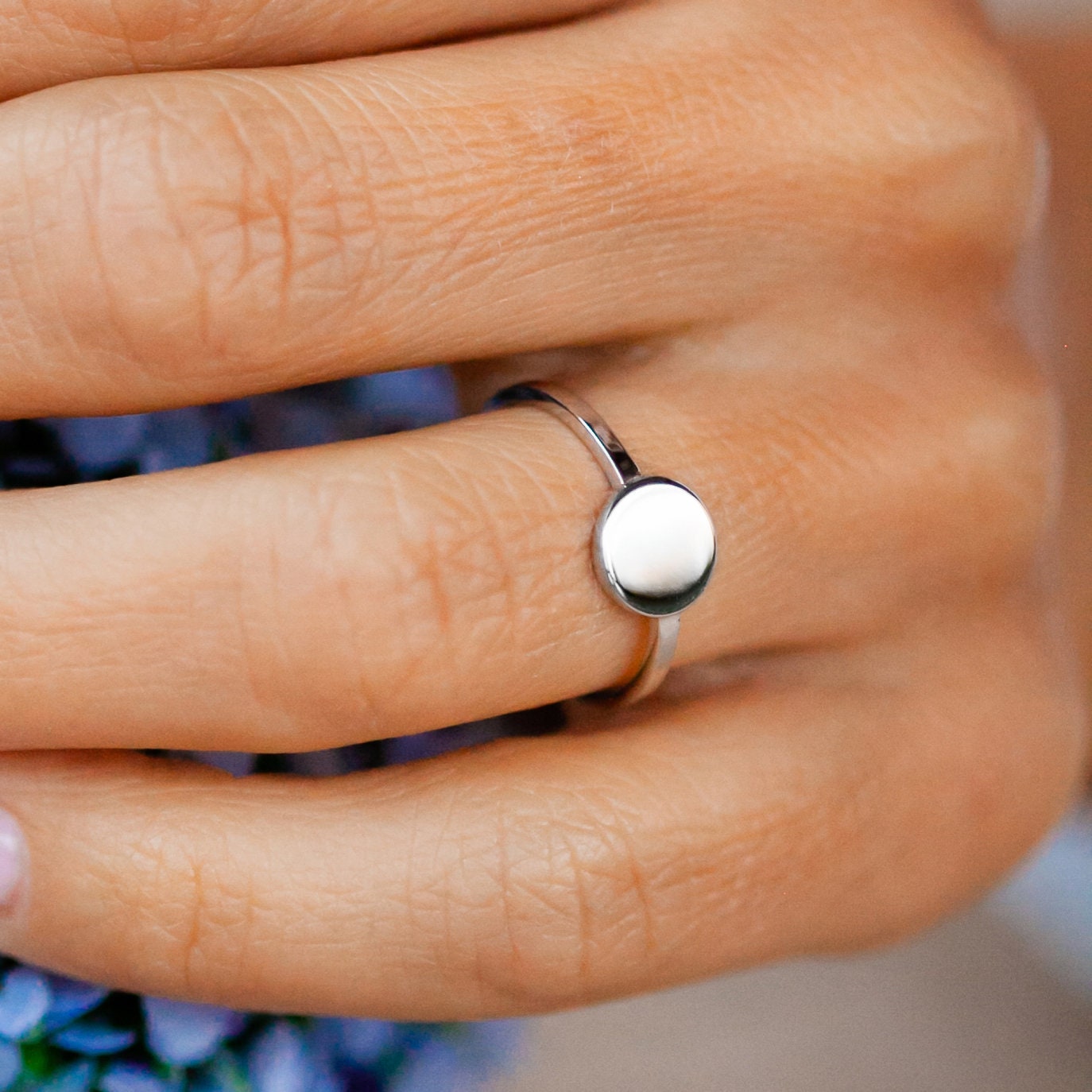 Sterling Silver Disc Ring Statement Ring Minimalist Disc | Etsy