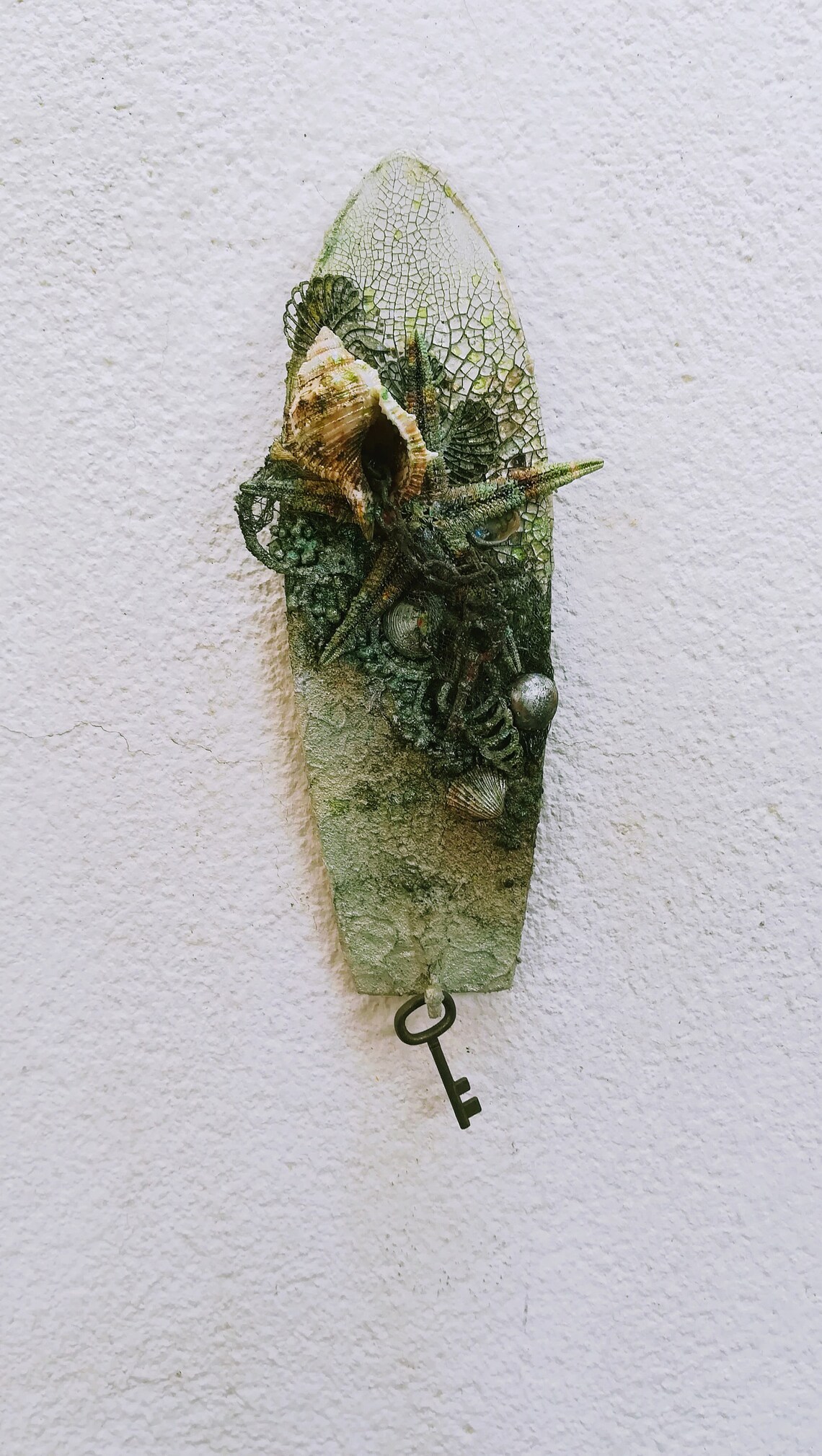 Surfboard Key Holder,small Surf Wall Hanging,mixed Media Art,surfboard ...