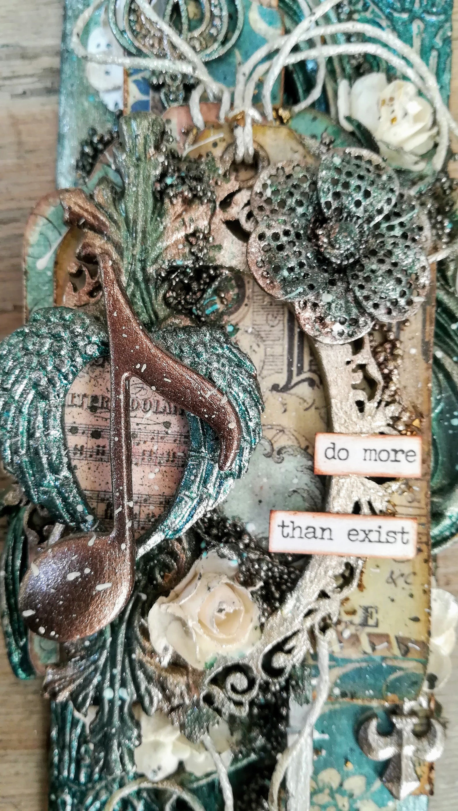 Greeting Card, Handmade Mixed Media Art Tag, Large Tag, Assemblage Art ...
