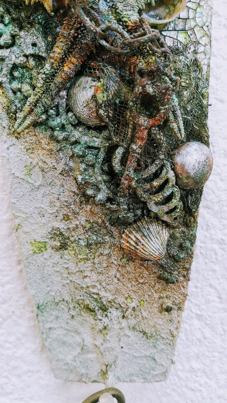 Surfboard Key Holder,small Surf Wall Hanging,mixed Media Art,surfboard ...