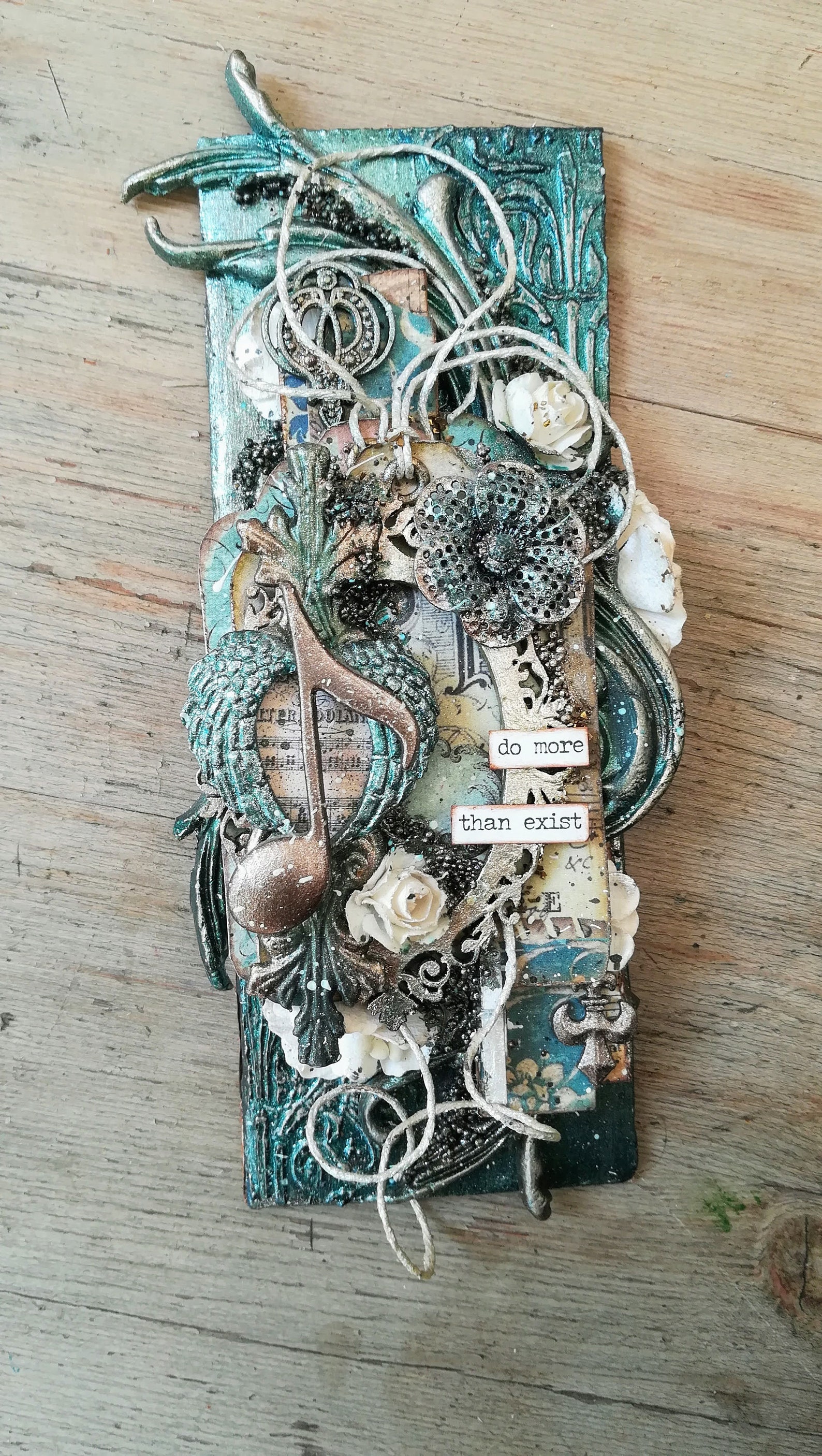 Greeting Card, Handmade Mixed Media Art Tag, Large Tag, Assemblage Art ...