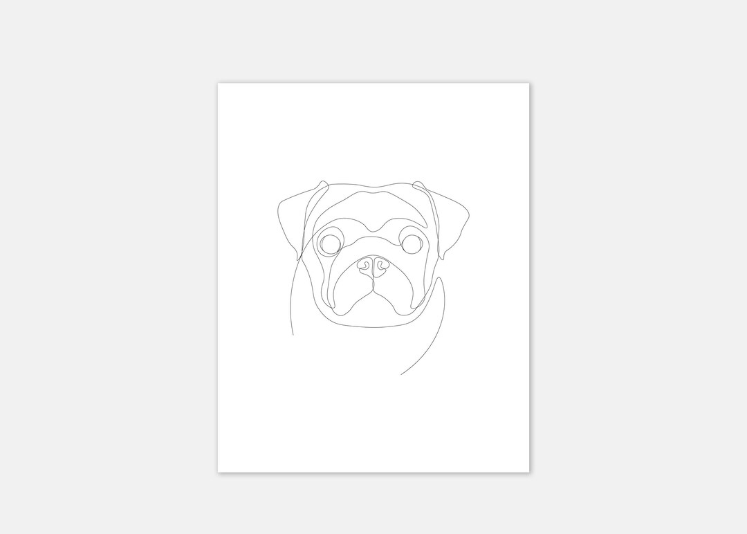 Pug One Line Drawing || Ver. 2.0 - Etsy