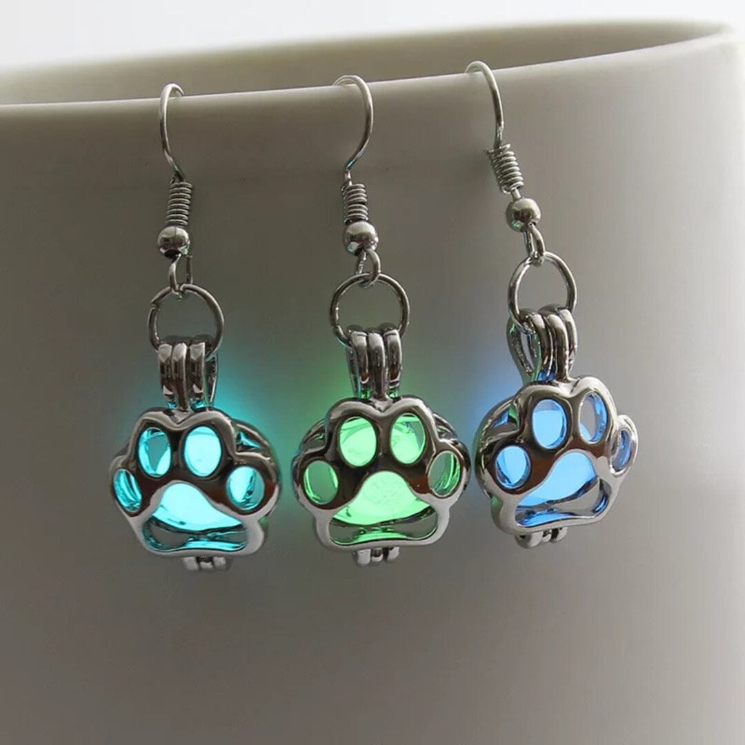 New Beautiful Adorable Solar Glow Luminous Pet Paws Earrings - Etsy