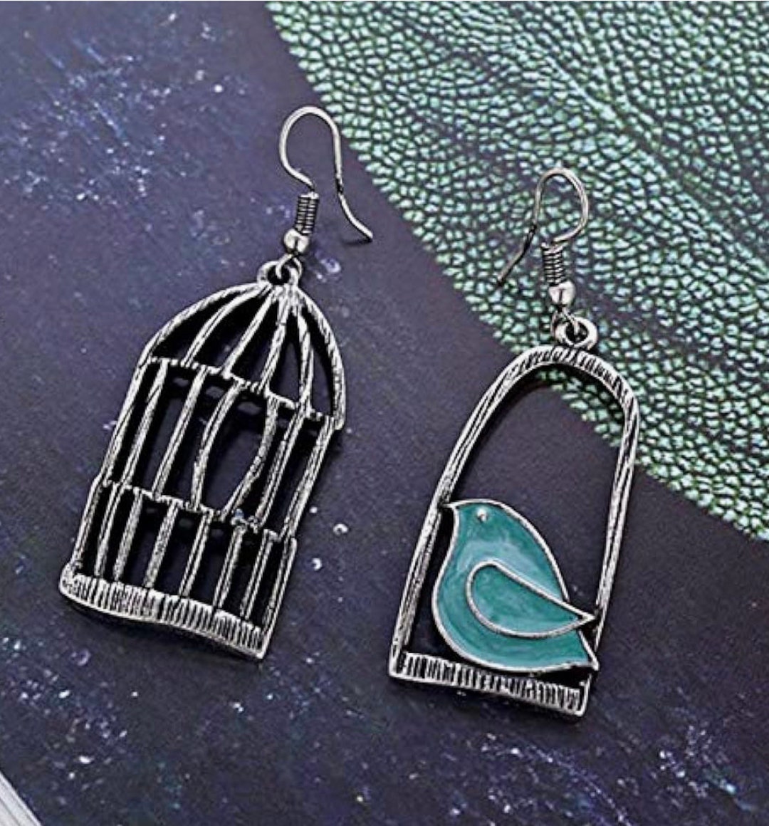 Whimsical Lovely Bird Cage Silver Earrings - Etsy