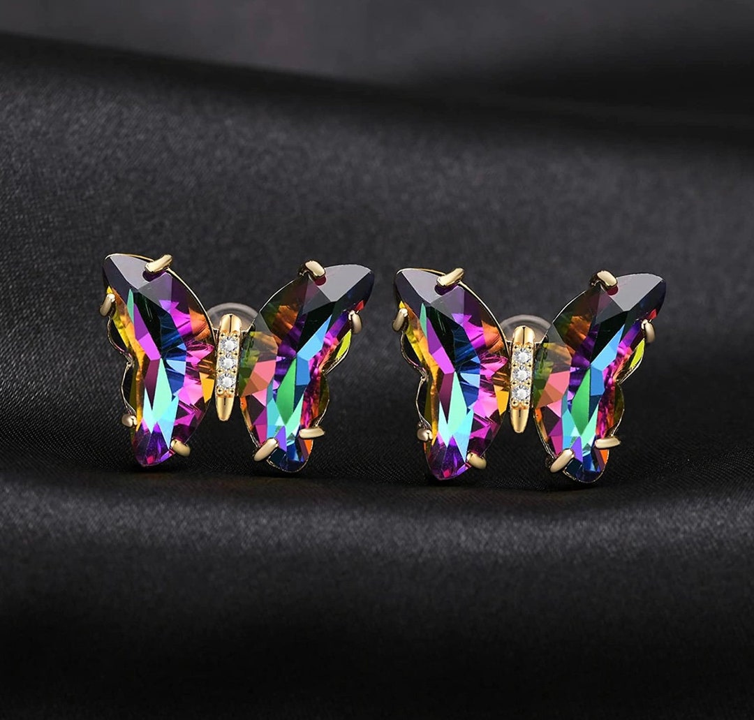 New Absolutely Gorgeous Stunning Oil Spill Butterfly Crystal Rhinestone ...
