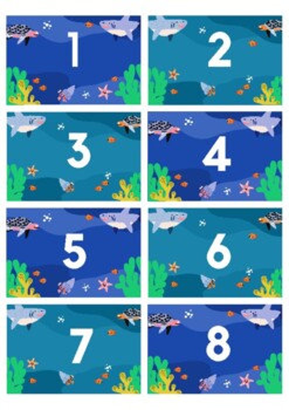 Ocean Theme Numbers for Classroom Calendar - Etsy