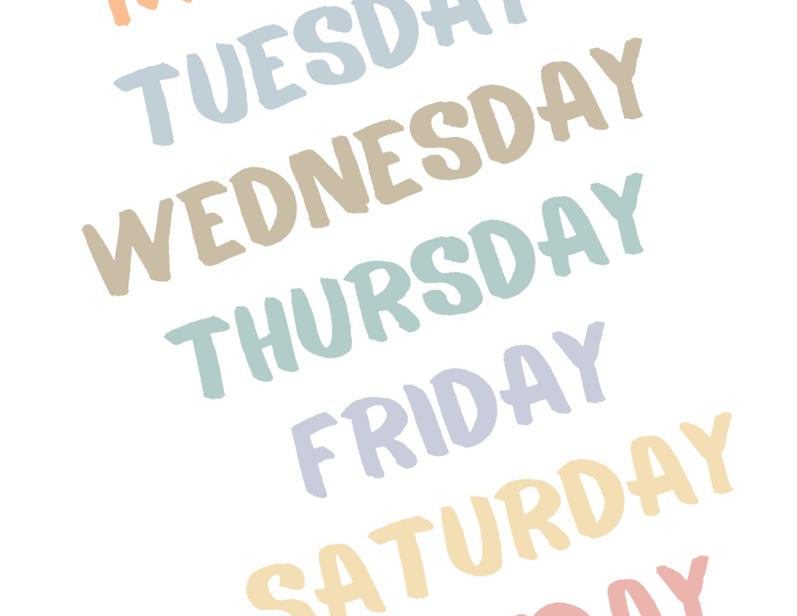 Rainbow Days of the Week, Playroom Educational Poster, Rainbow Nursery ...