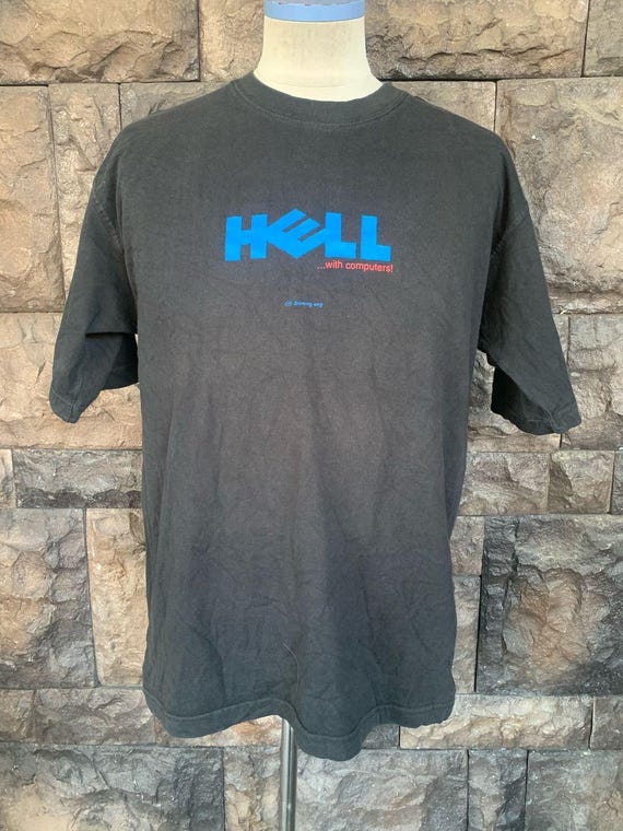 Vintage Dell Parody Computer Software Logo T shirt - Gem