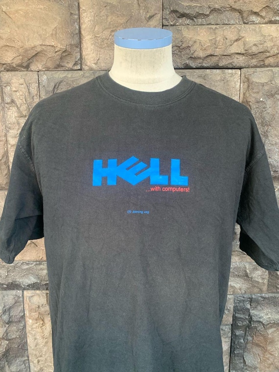 Vintage Dell Parody Computer Software Logo T shirt - Gem