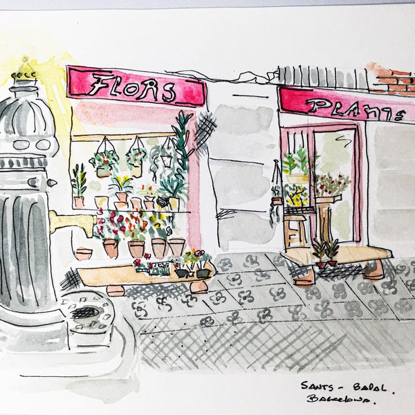 Flower Shop Drawing - Etsy