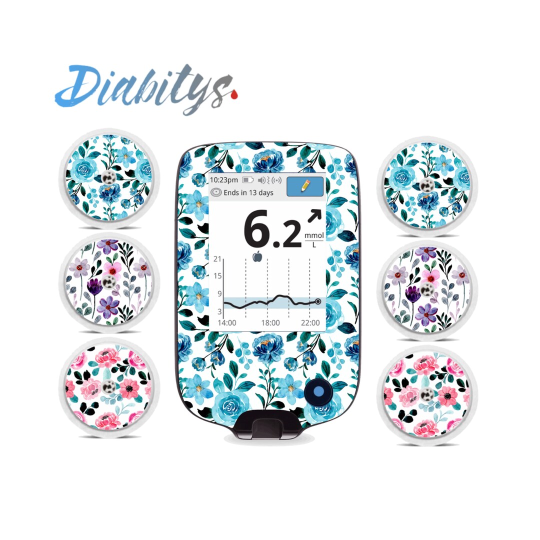 Watercolour Flowers Freestyle Libre Sticker Libre 2 Reader & Six Sensor ...