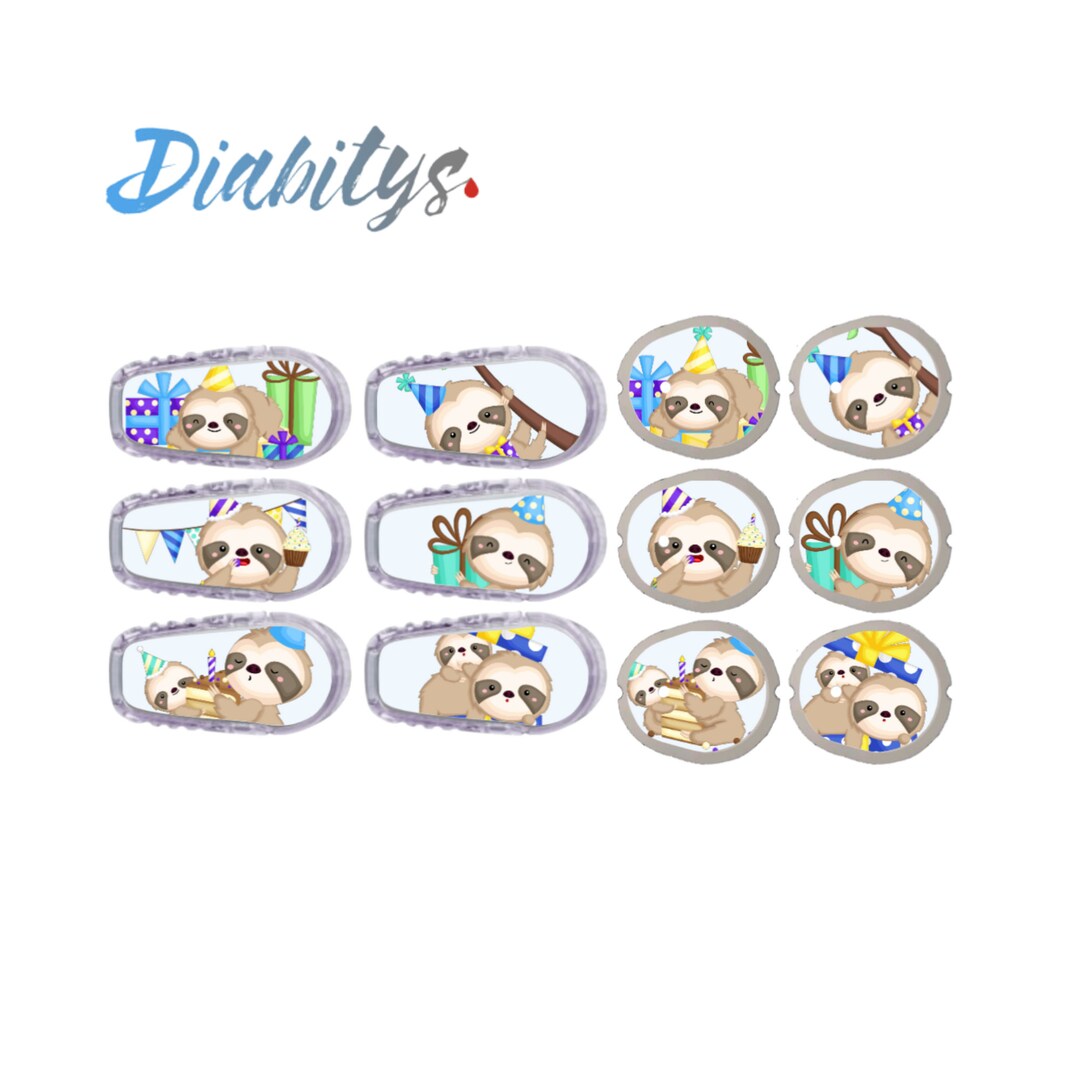 Celebration Sloths Dexcom G6 Transmitter Stickers, Dexcom ONE Stickers ...