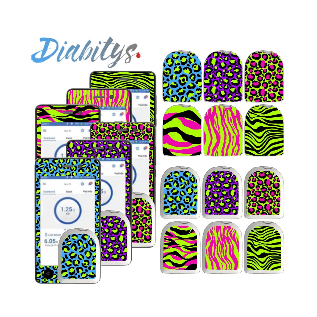 Neon Safari Omnipod Insulin Pump Sticker, Omnipod PDM Sticker, Omnipod ...
