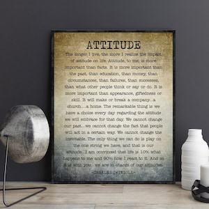 Attitude Quote Charles Swindoll Wall Art Inspirational Motivational ...