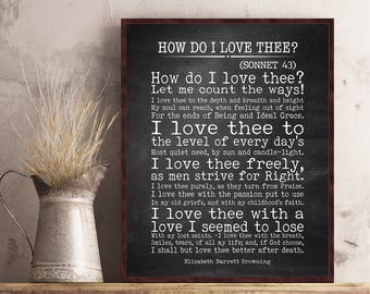 Elizabeth Barrett Browning, How Do I Love Thee, Sonnet 43, Poetry Art ...