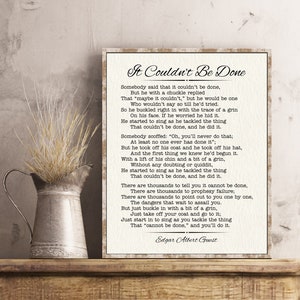 It Couldn't Be Done Edgar Albert Guest Poem Graduation Gift ...