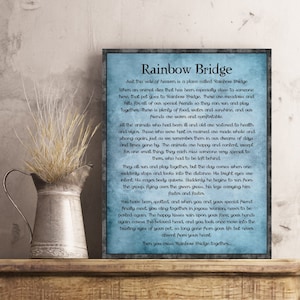 Rainbow Bridge Pet Dog Cat Memorial Remembrance Gift Loss of a Pet Loss ...