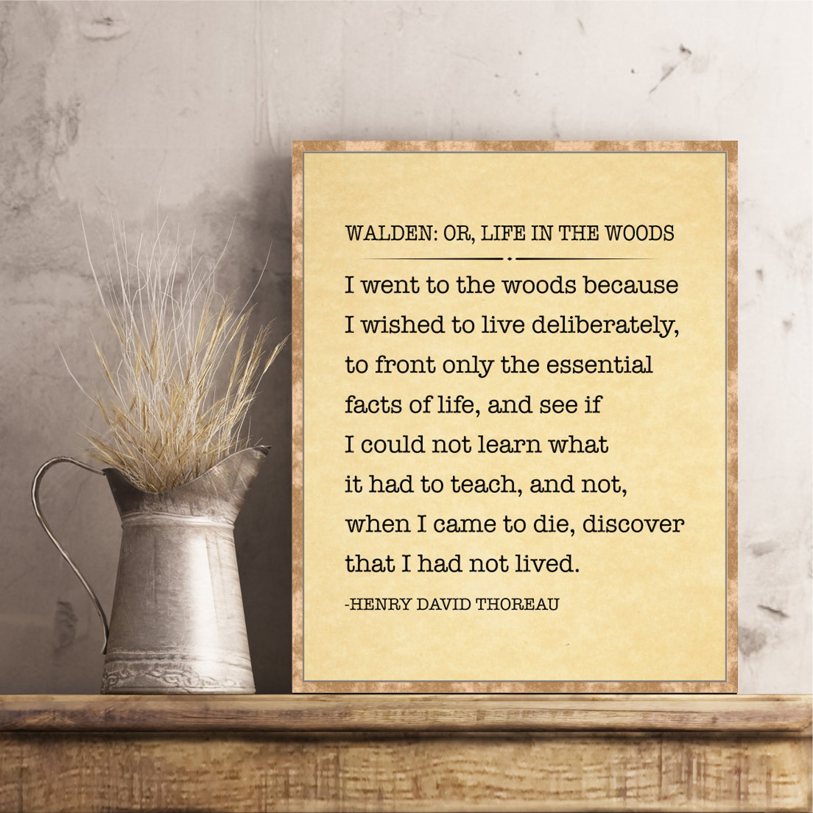 Henry David Thoreau Quote Poem I Went to the Woods Walden or Life in ...