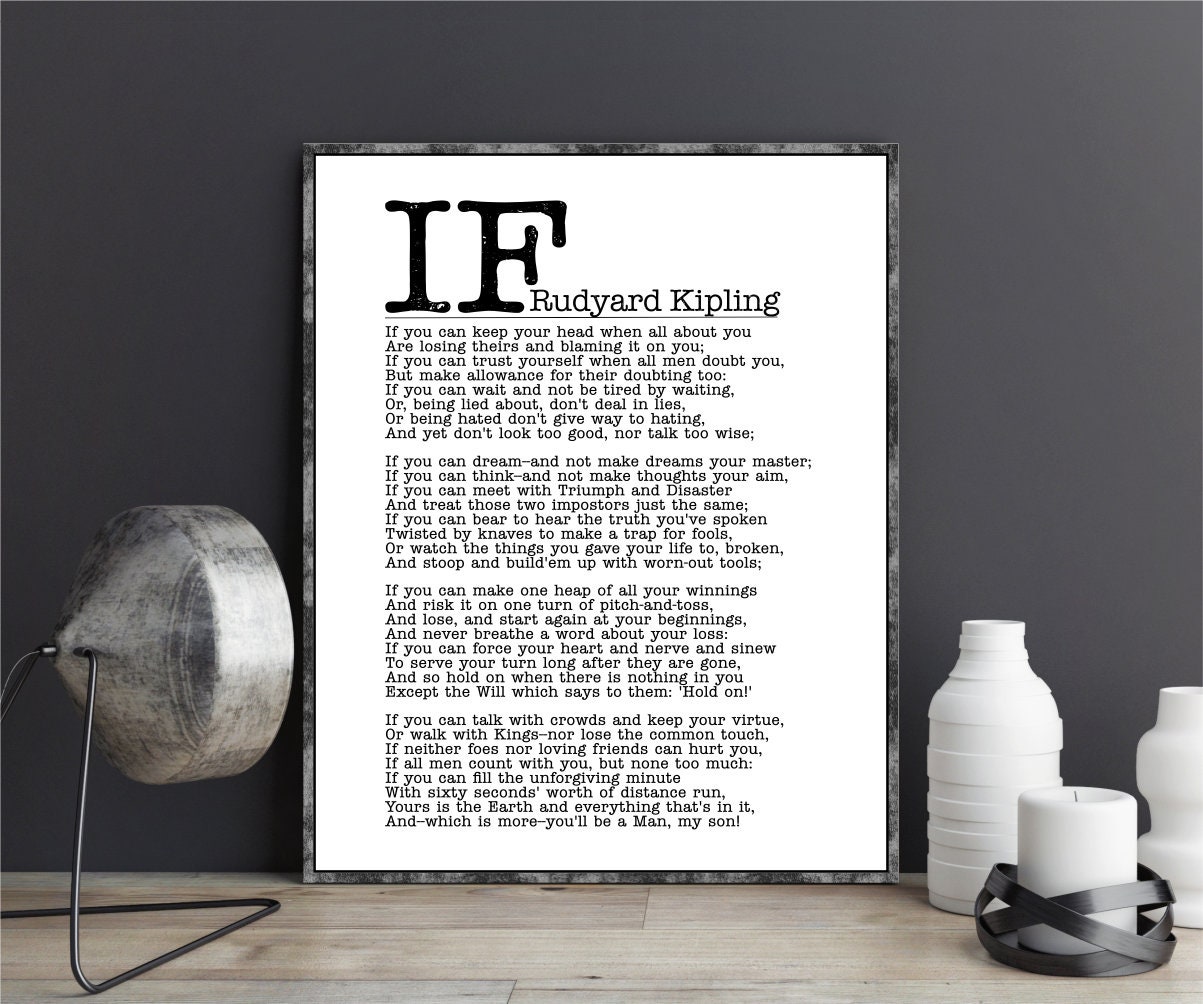 IF Poem by Rudyard Kipling If Poem Print Wall Art Decor Poster - Etsy