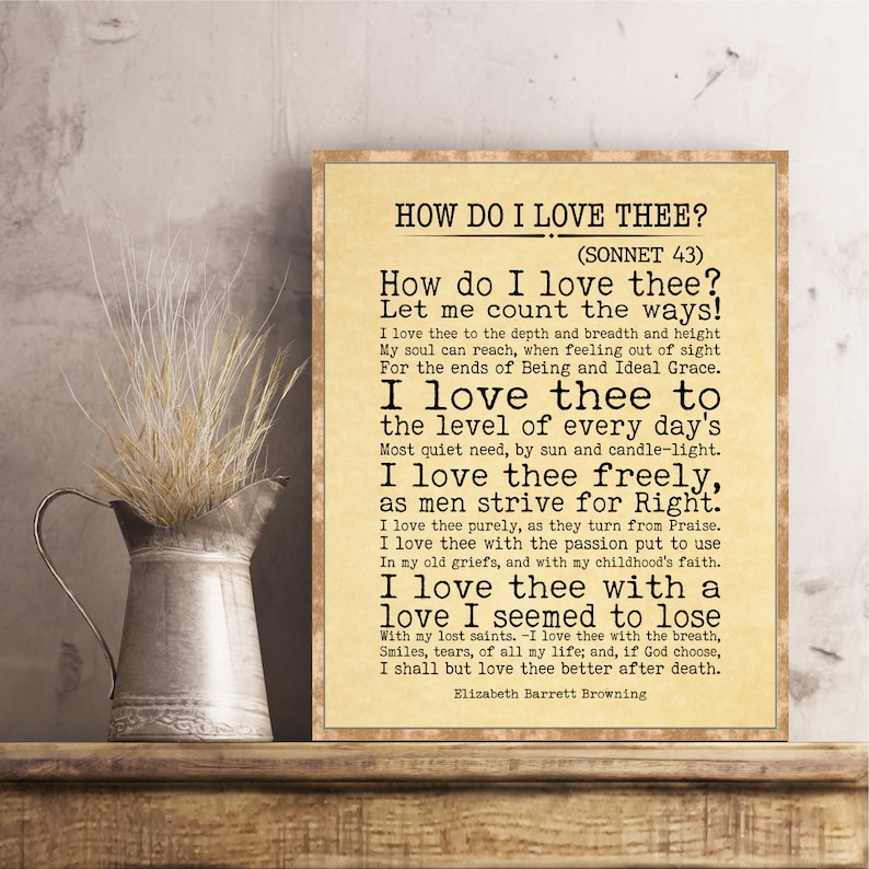 Elizabeth Barrett Browning poem poster How do I love thee | Etsy