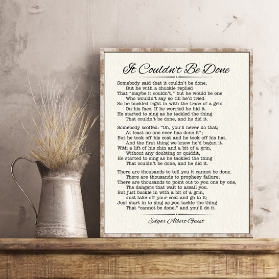 It Couldn't Be Done Edgar Albert Guest Poem Graduation - Etsy UK