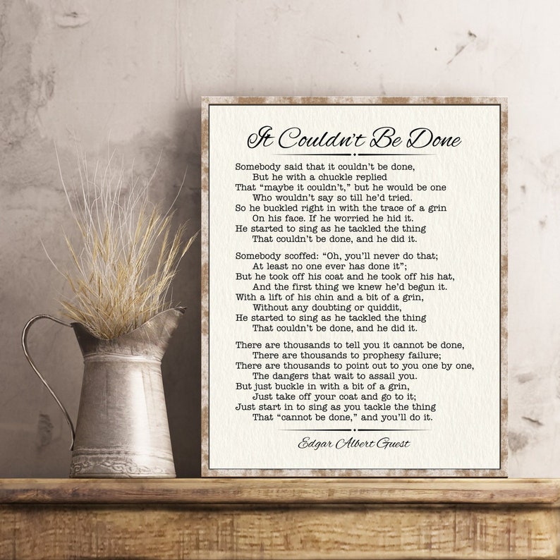 It Couldn't Be Done Edgar Albert Guest Poem Graduation Gift ...