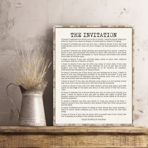 The Invitation Poem Oriah Mountain Dreamer Book Page Wall Art - Etsy