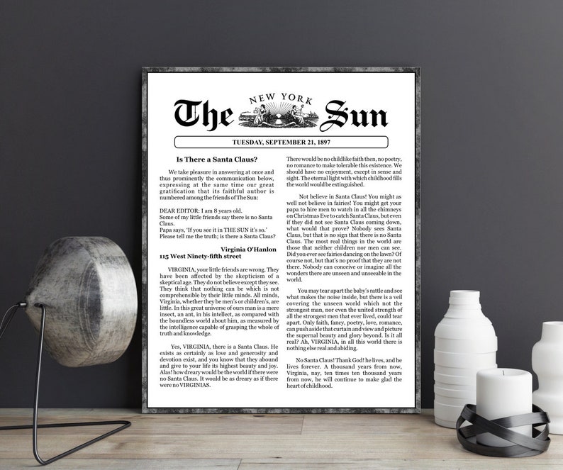 Yes Virginia There is a Santa Clause Christmas Gift Decor 1897 Sun ...