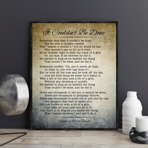 It Couldn't Be Done Edgar Albert Guest Poem Graduation Gift ...