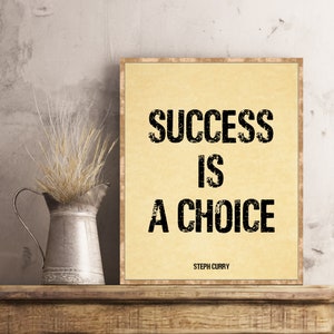Stephen Curry Poster Success is a Choice Quote Inspirational ...