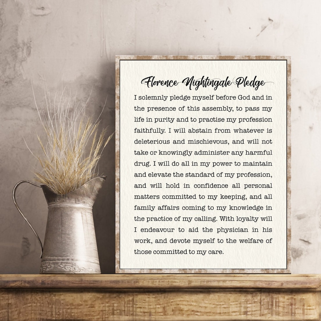 Florence Nightingale Pledge Quote Gifts for Nurses Nursing Student ...