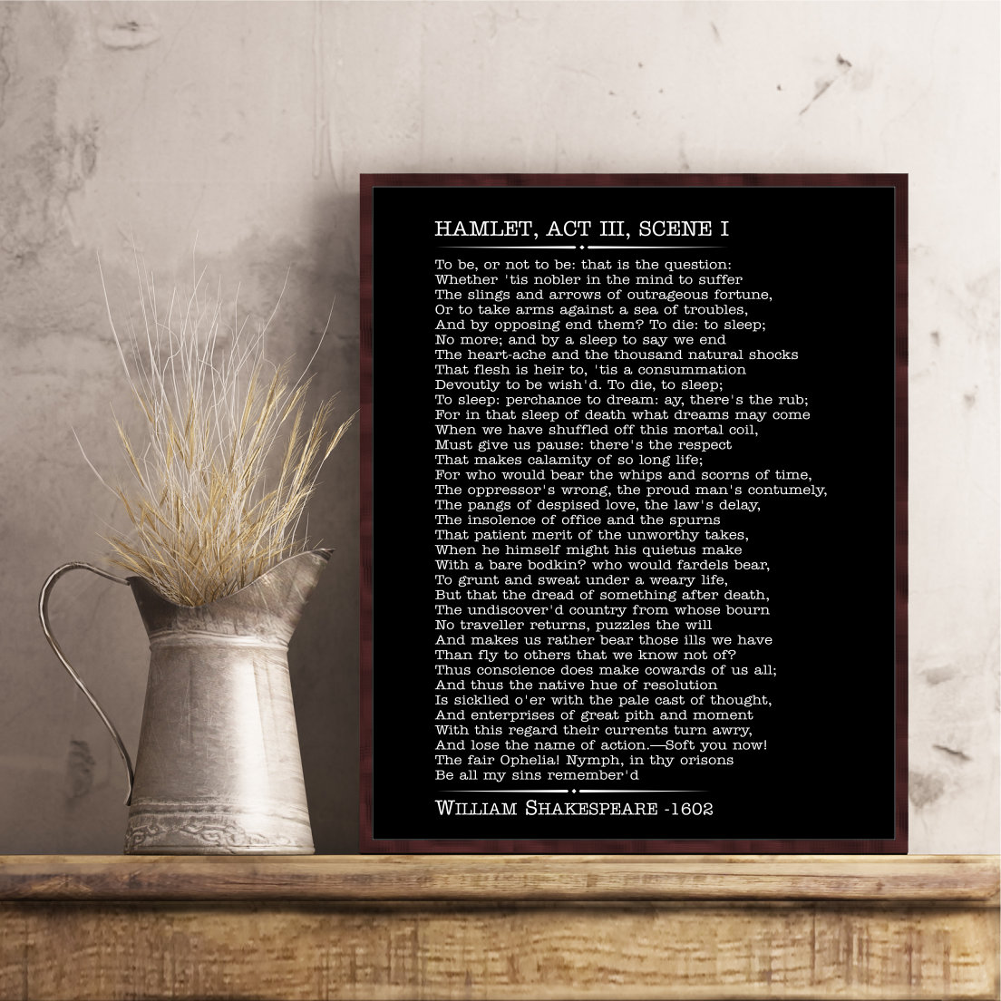 William Shakespeare Hamlet to Be or Not to Be Poster Gift Quote Wall ...