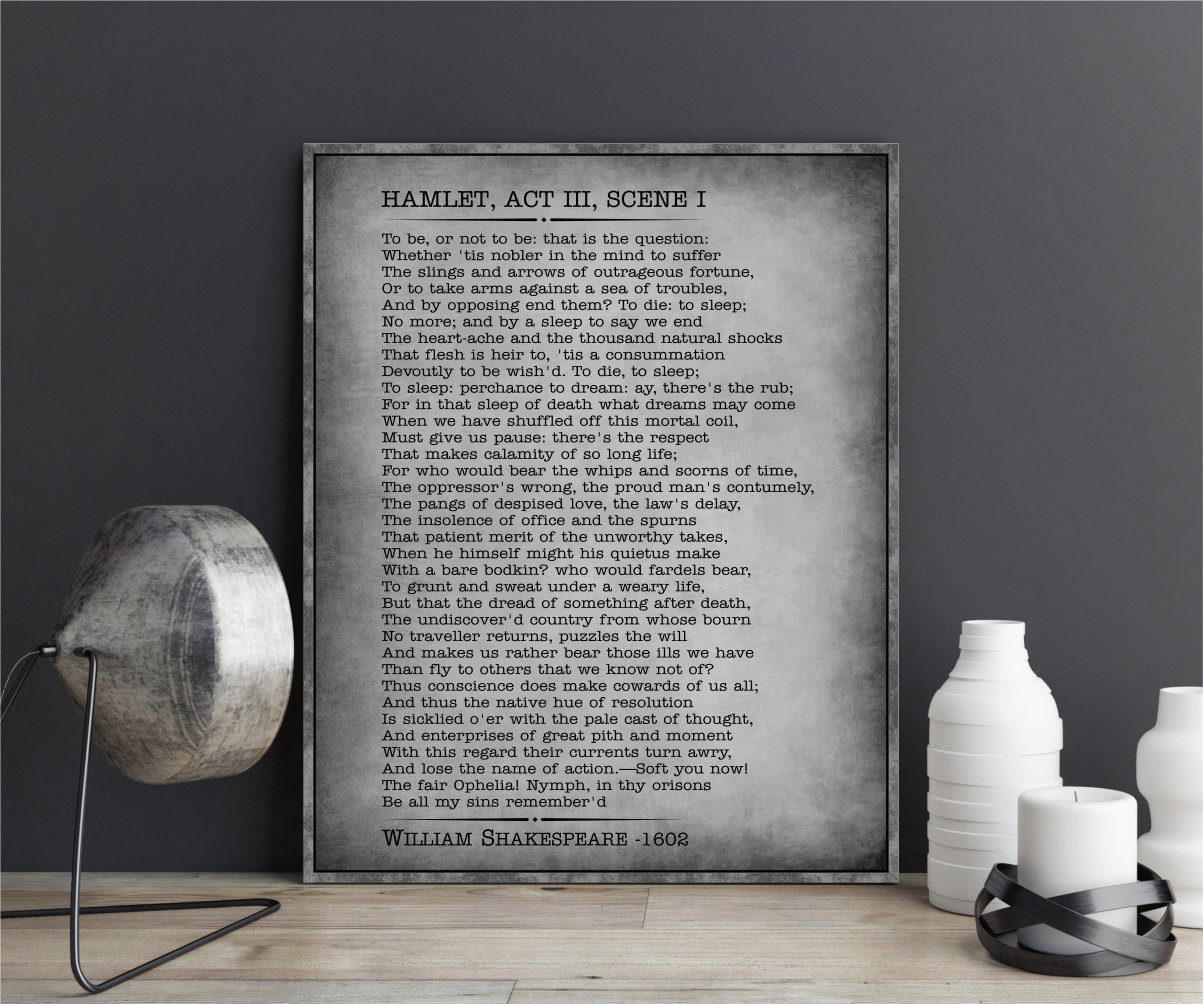 William Shakespeare Hamlet to Be or Not to Be Poster Gift Quote Wall ...
