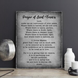 Prayer of Saint Francis Catholic Wall Art Gifts Home Decor Bible Verse ...