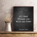 Henry David Thoreau Quote Poster All Good Things Are Wild and Free Wall ...