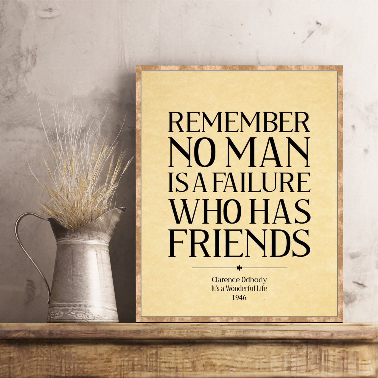 It's a Wonderful Life Quote Poster Clarence Odbody Remember No Man is a ...