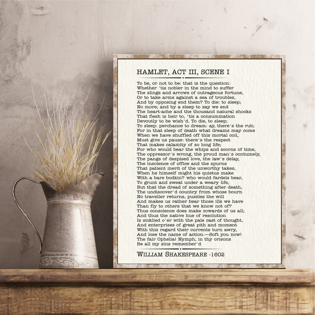 William Shakespeare Hamlet to be or not to be poster gift | Etsy